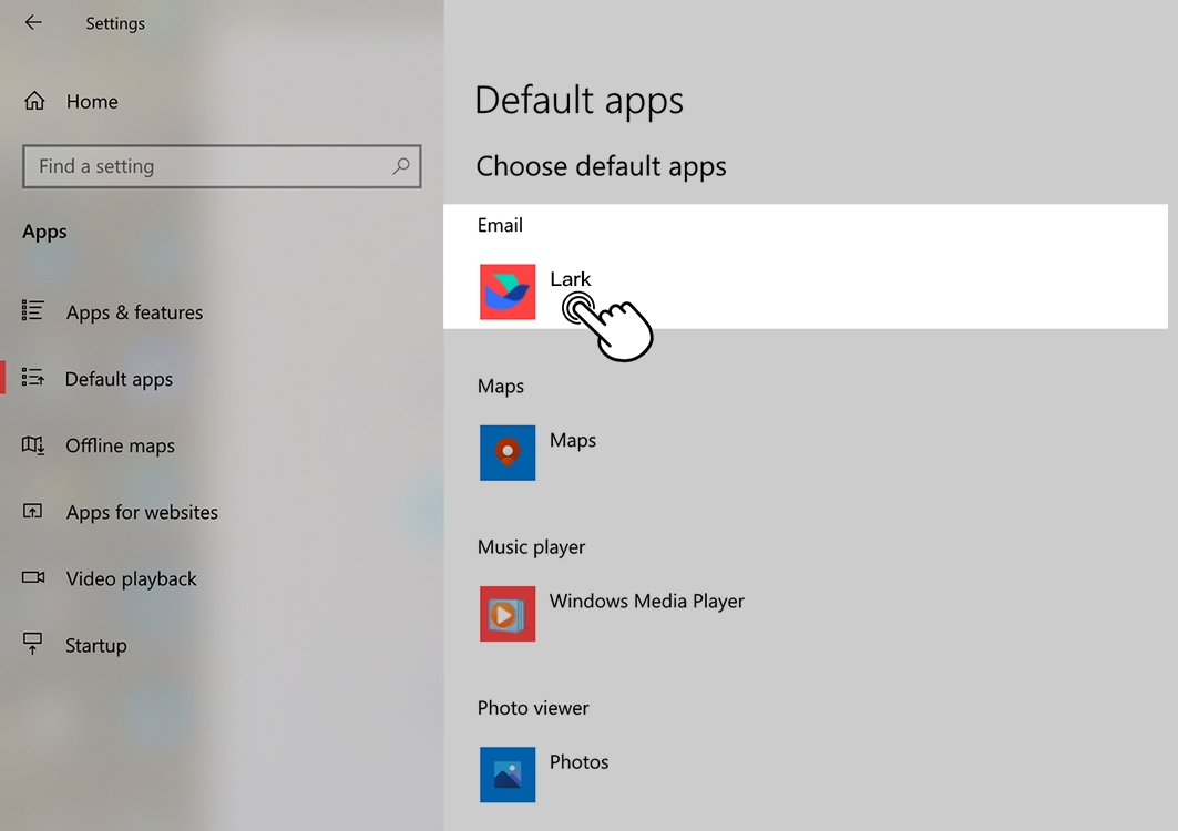 Set Lark Mail as your default mailbox