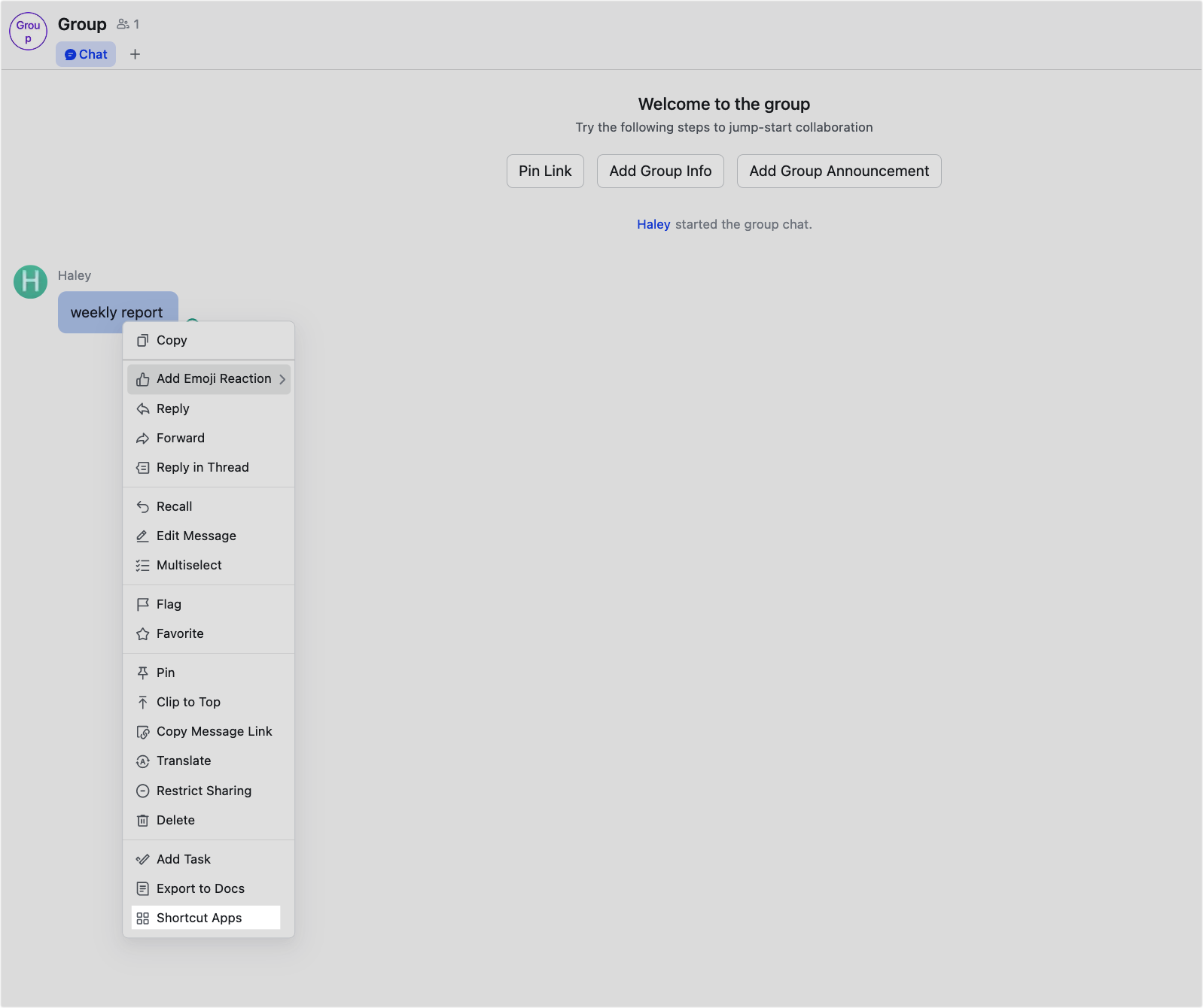 Use message shortcuts or Use message shortcuts or