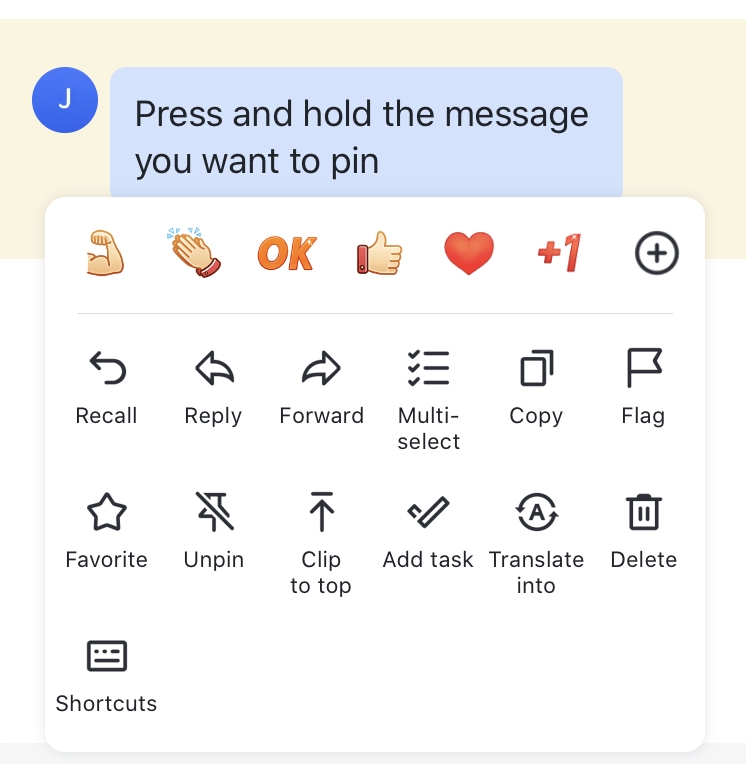 Pin a message