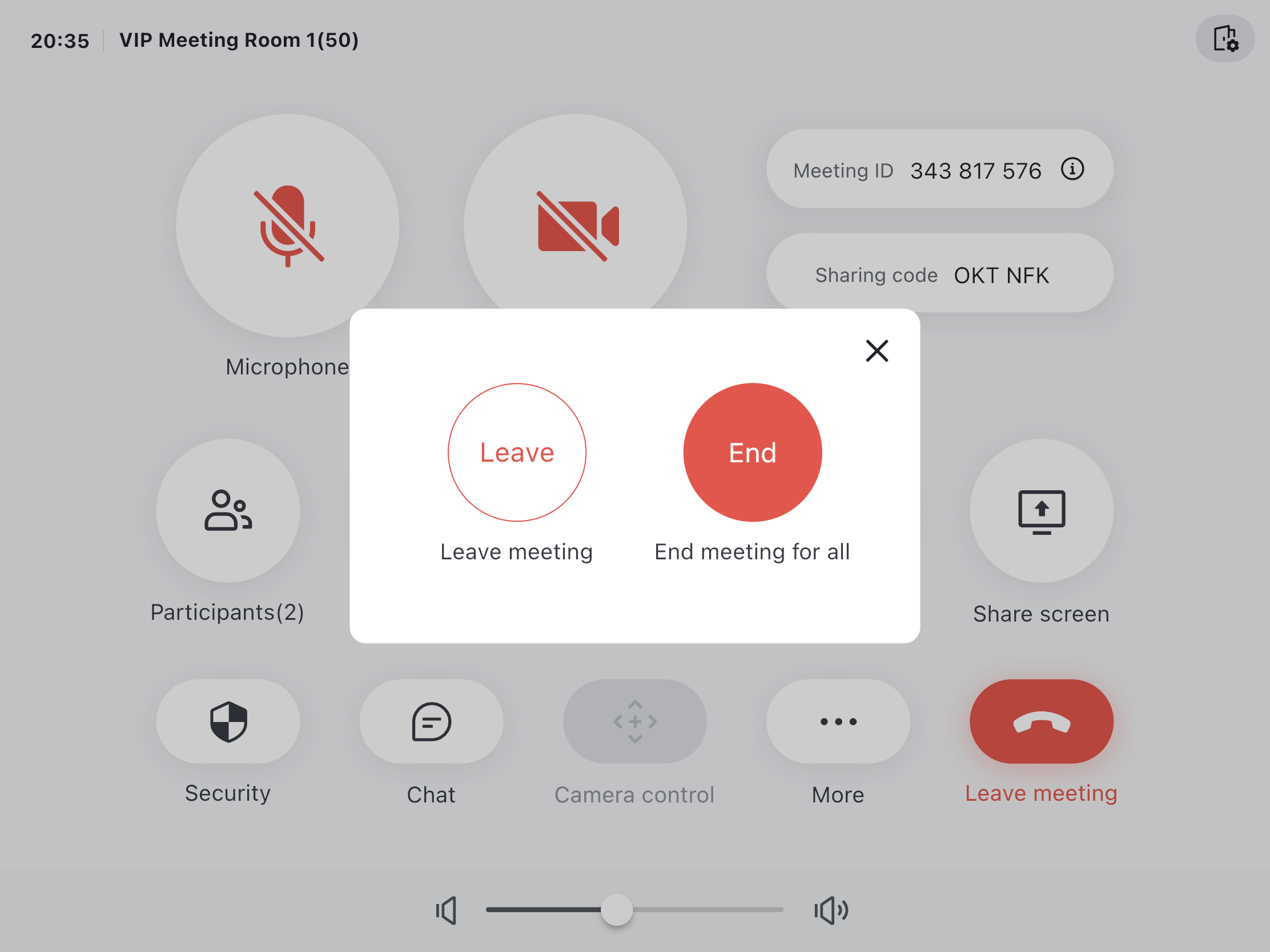 End or leave a meeting with Lark Rooms
