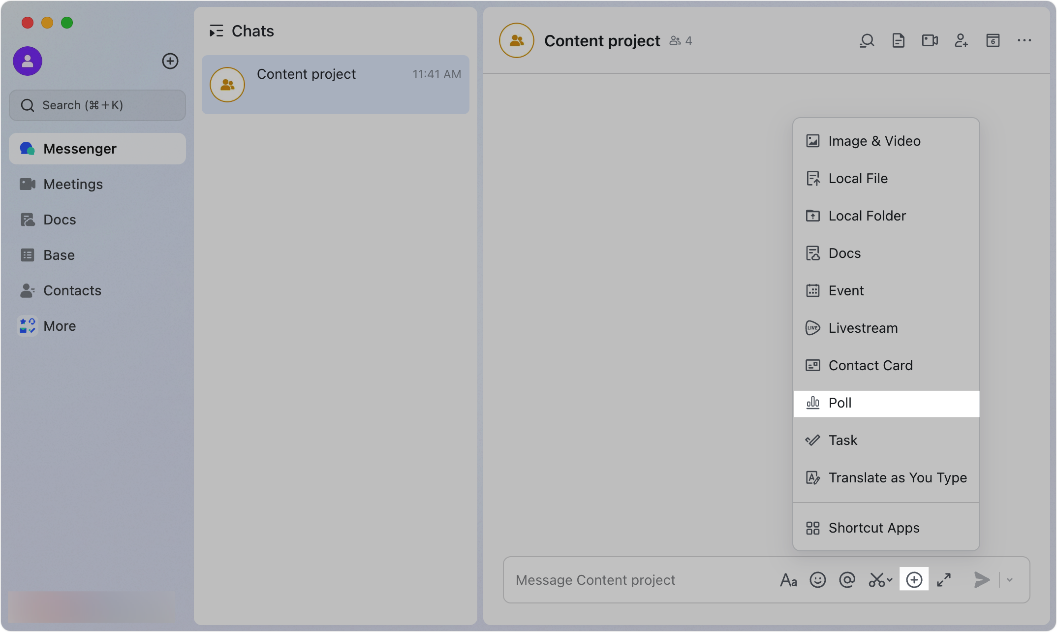 Create a poll in a group chat