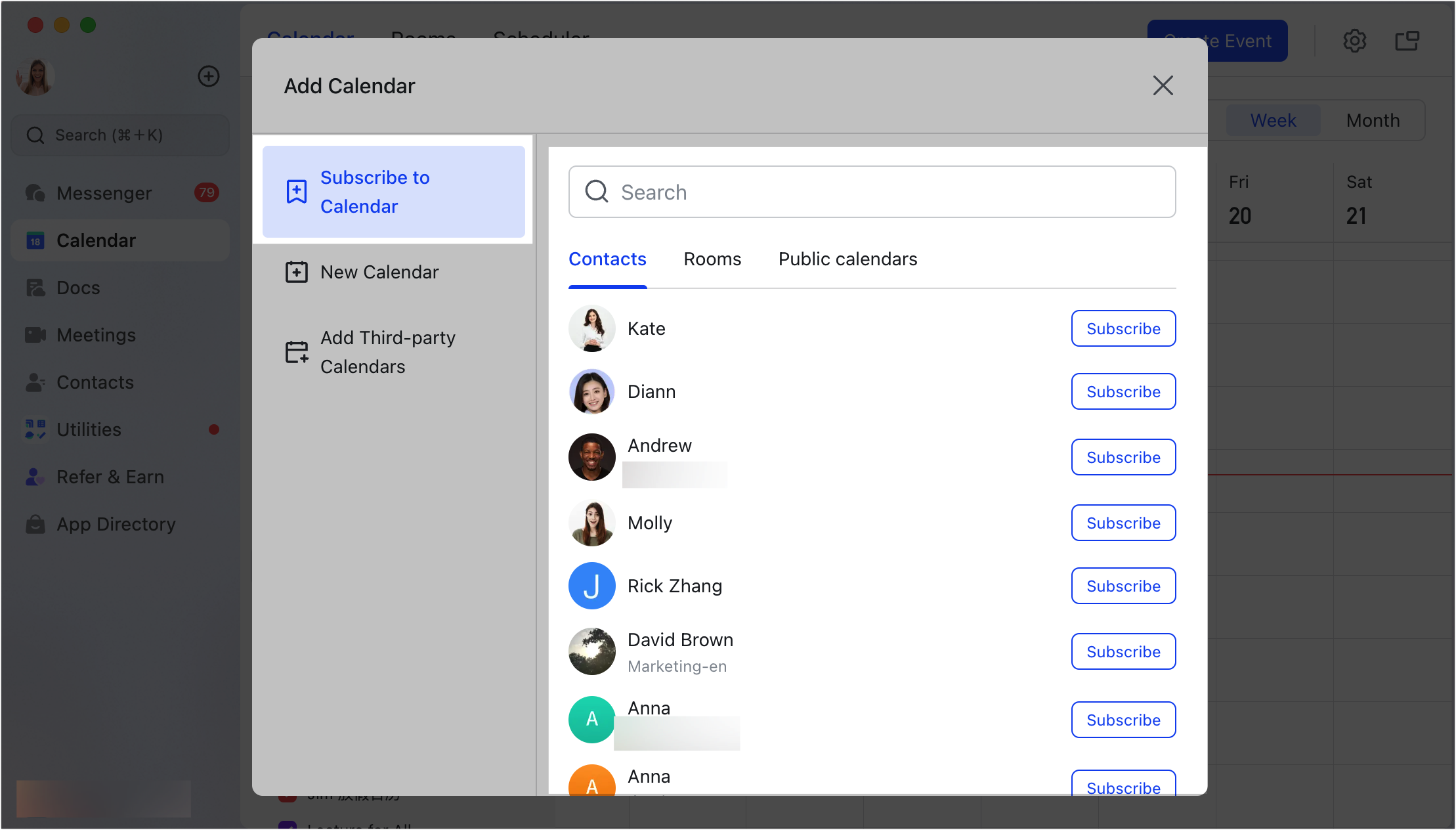 Subscribe to calendars