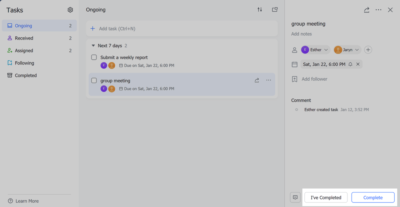 Tasks updates