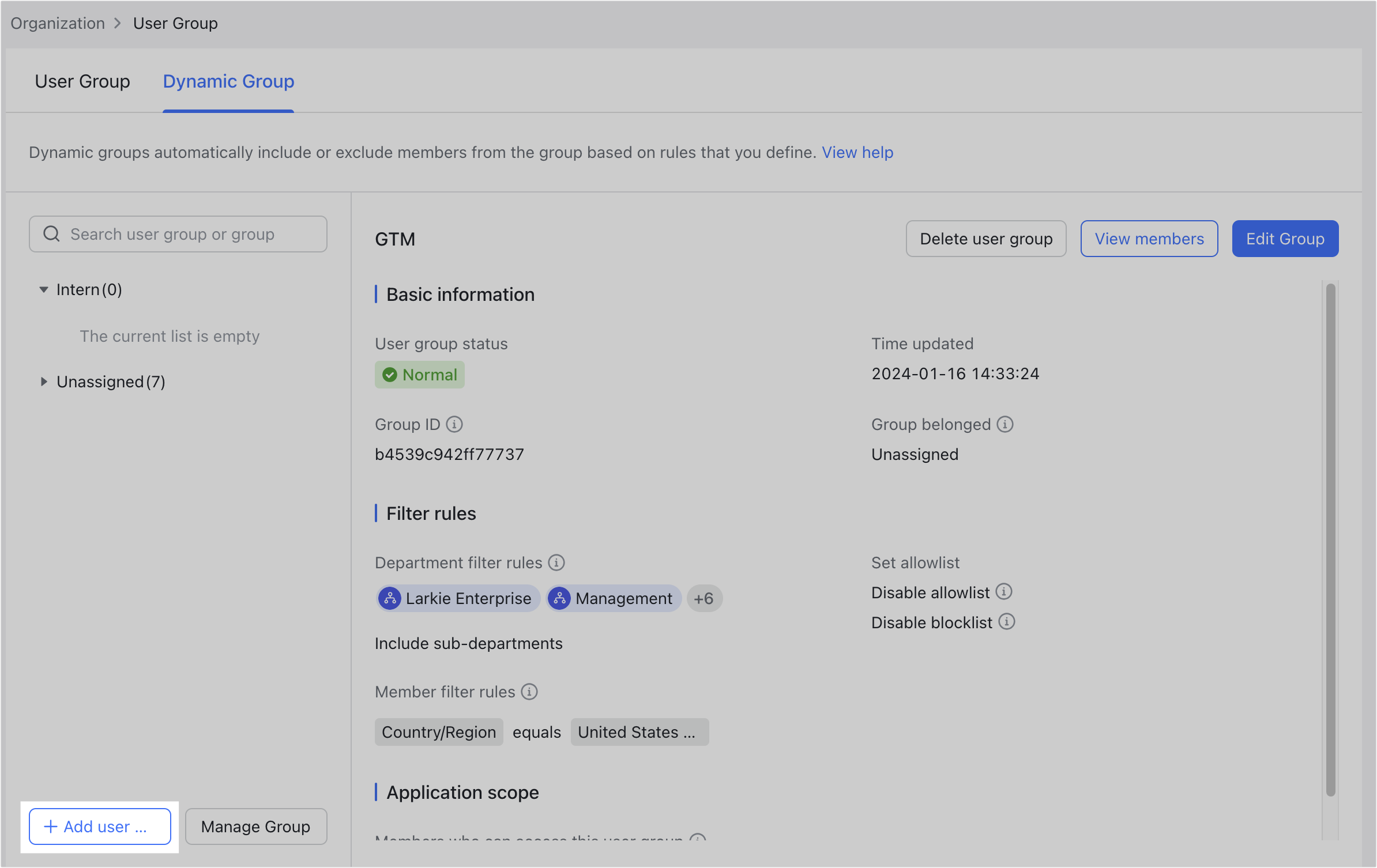 Admin | Configure dynamic groups