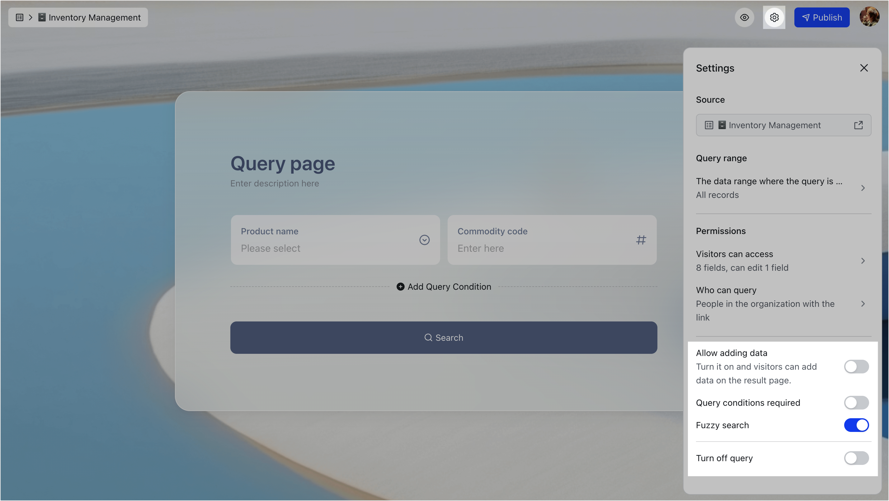 Use the query page in Base