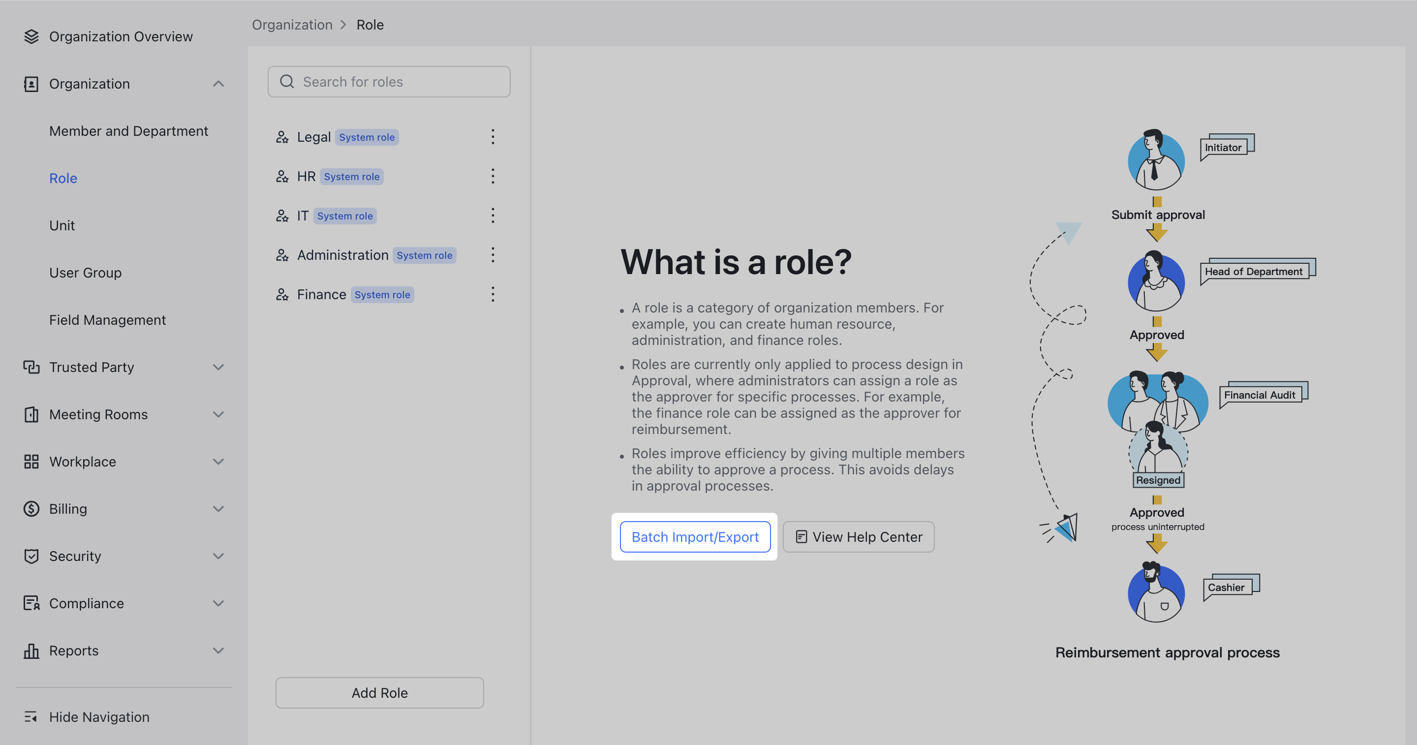 Admin | Set roles for Approval