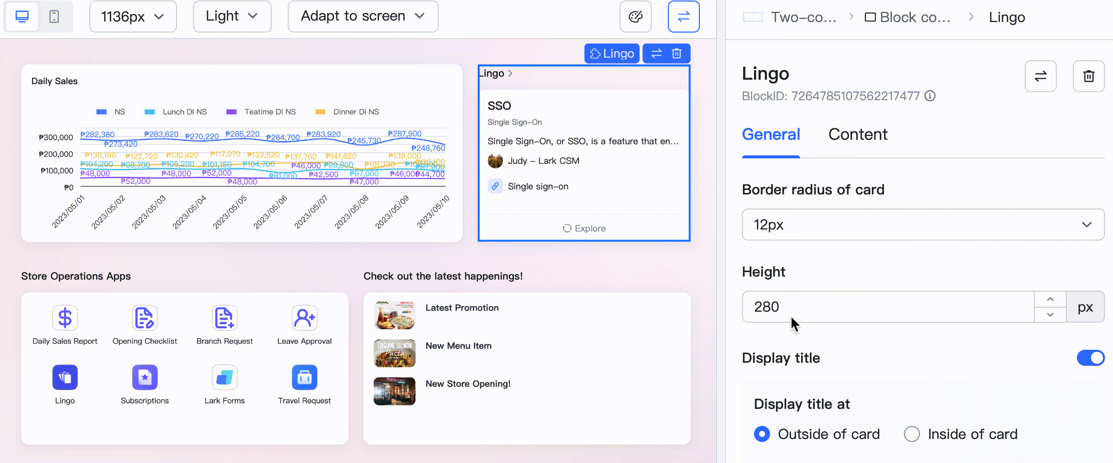 Add a Lingo Block to Workplace