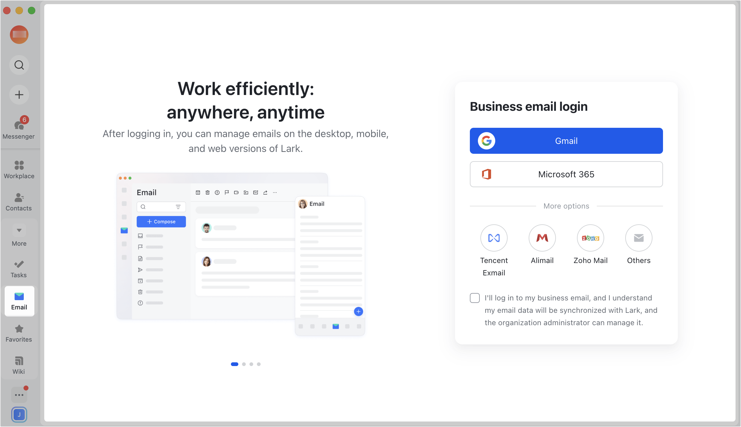 Use a third-party business email account in Lark Mail