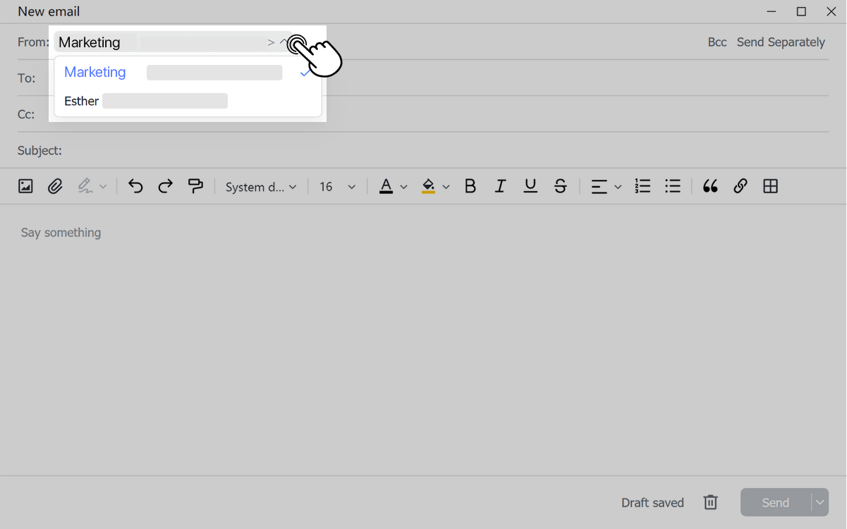 Send emails using a mailing list address