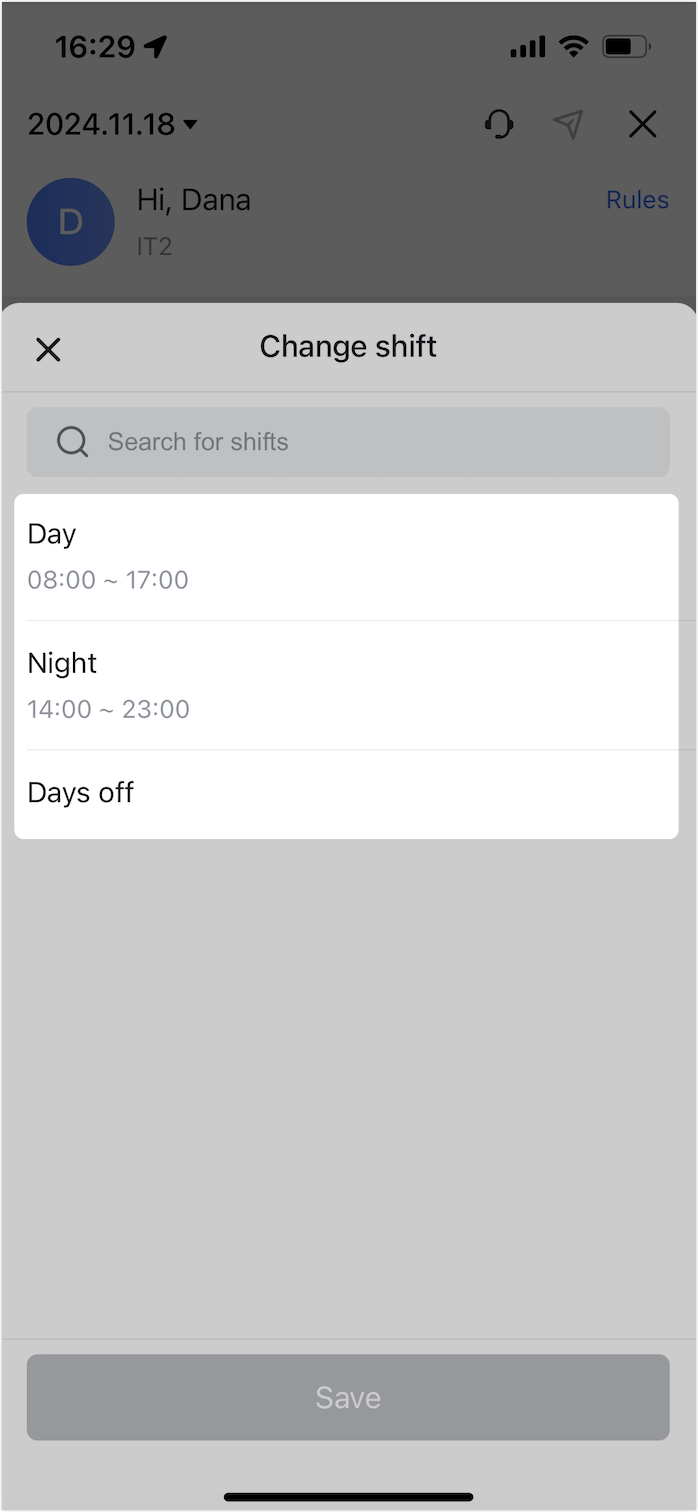 Admin | Set scheduled shift