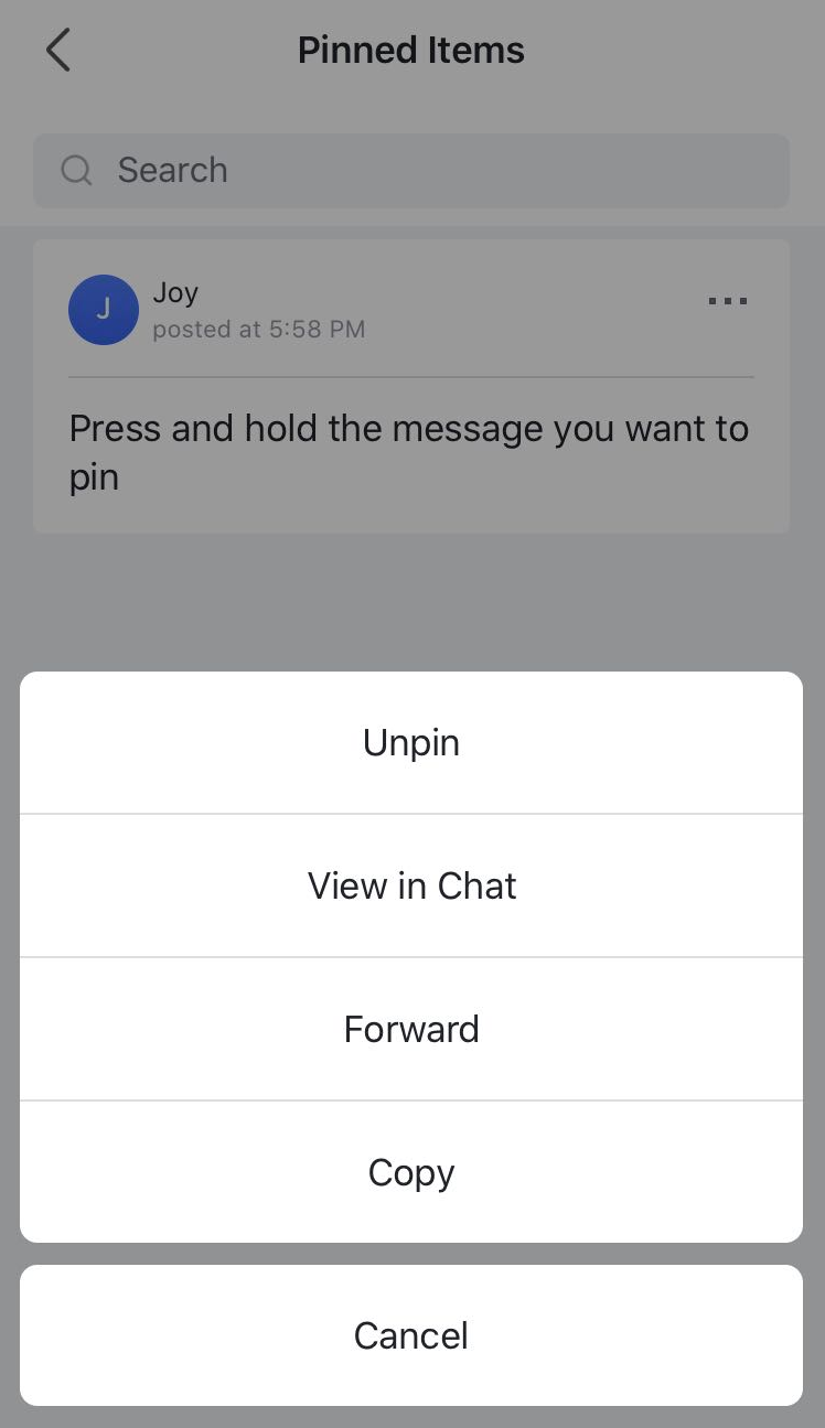 Pin a message