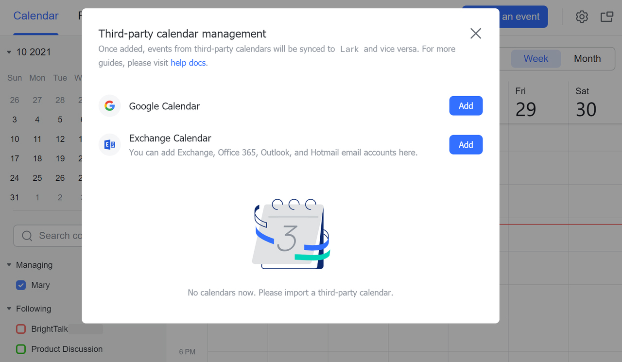 Perform a one-way sync from Outlook to Lark Calendar Perform a one-way sync from Outlook to Lark Calendar