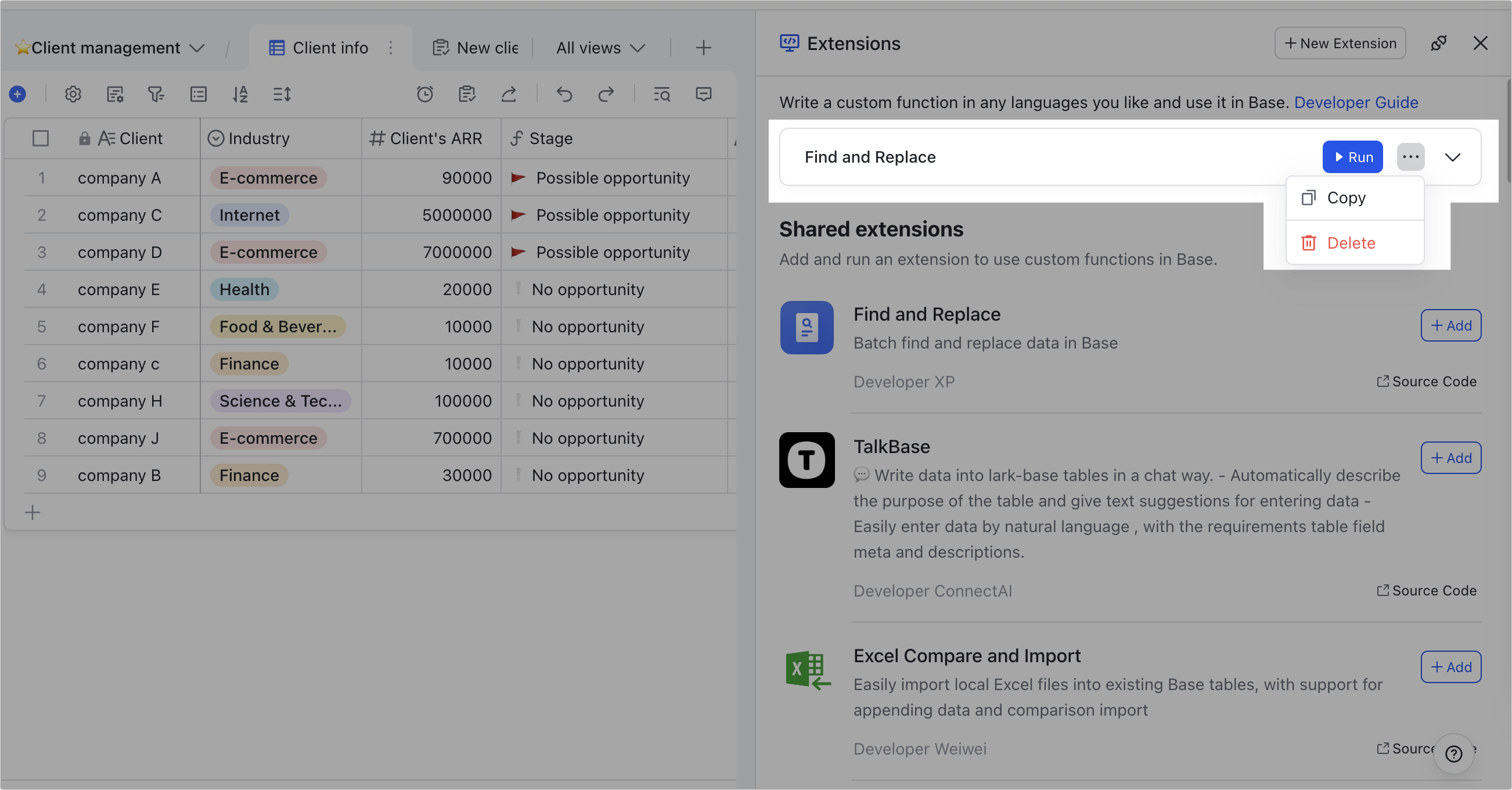 Use extensions in Base