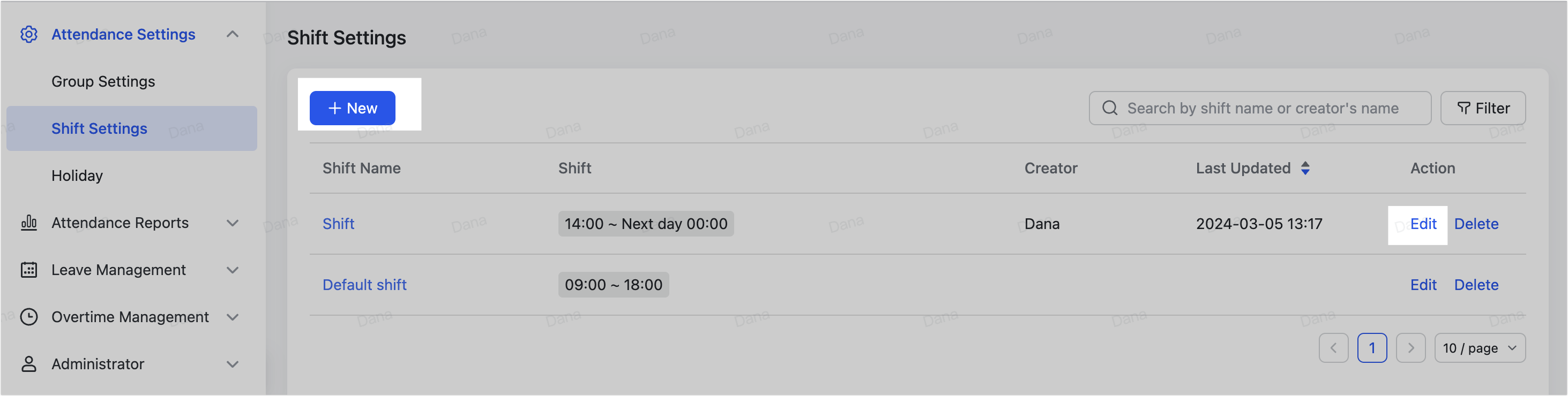 Admin | Configure shift settings