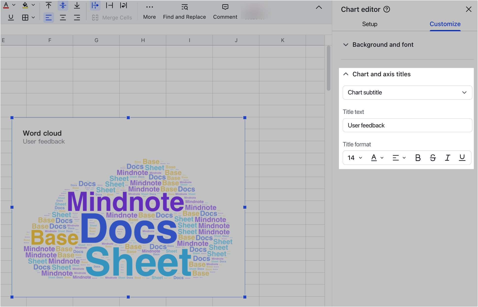 Use word clouds in Sheets