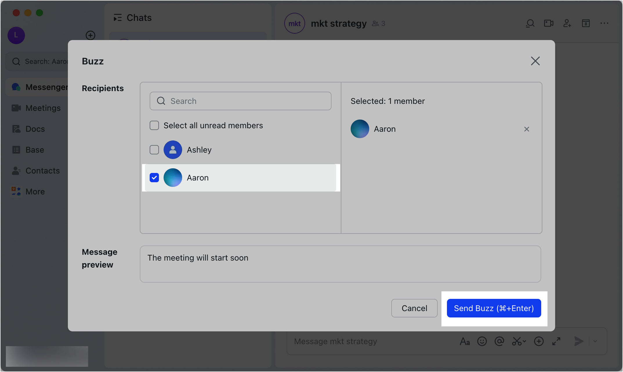 Use the Buzz function