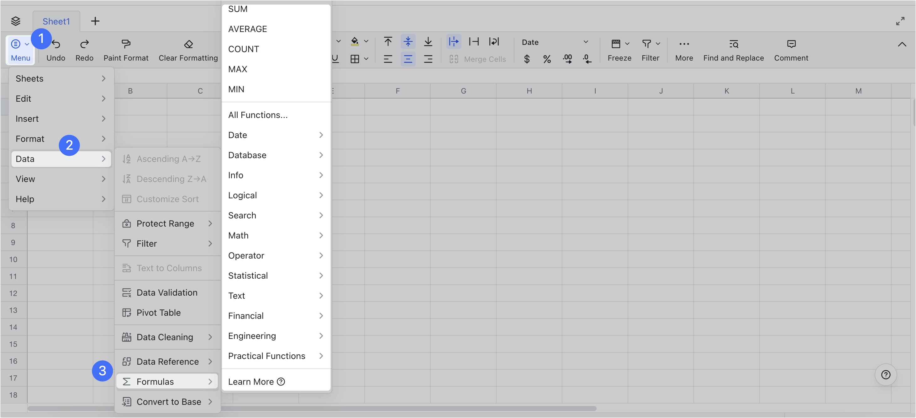 Use functions in Sheets