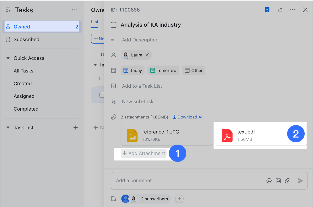 Add attachments to a task