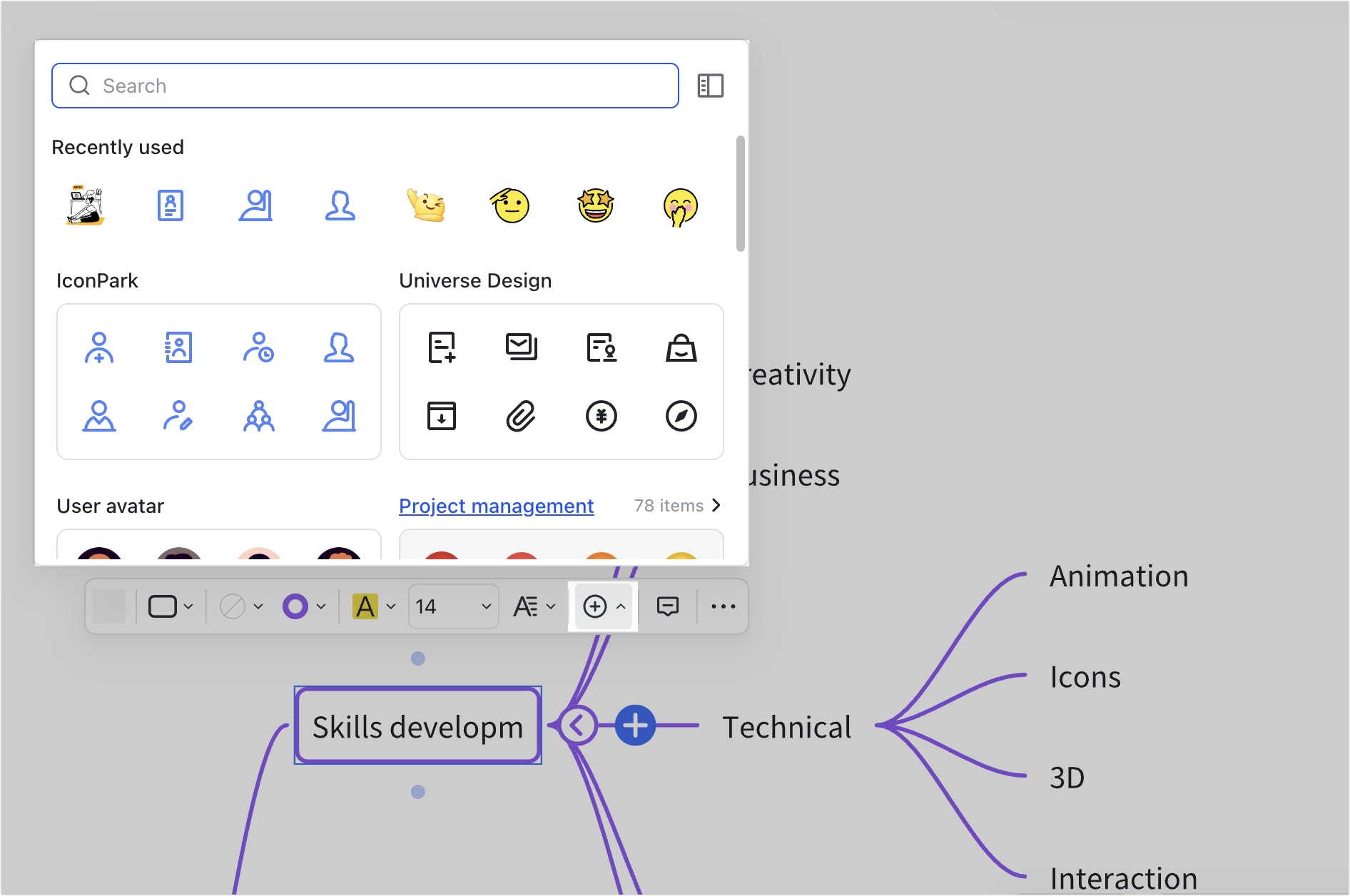 Insert mind maps to a board