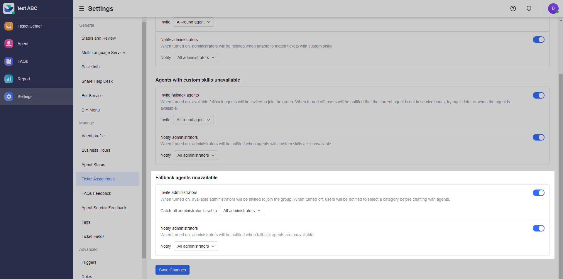 Define ticket assignment rules