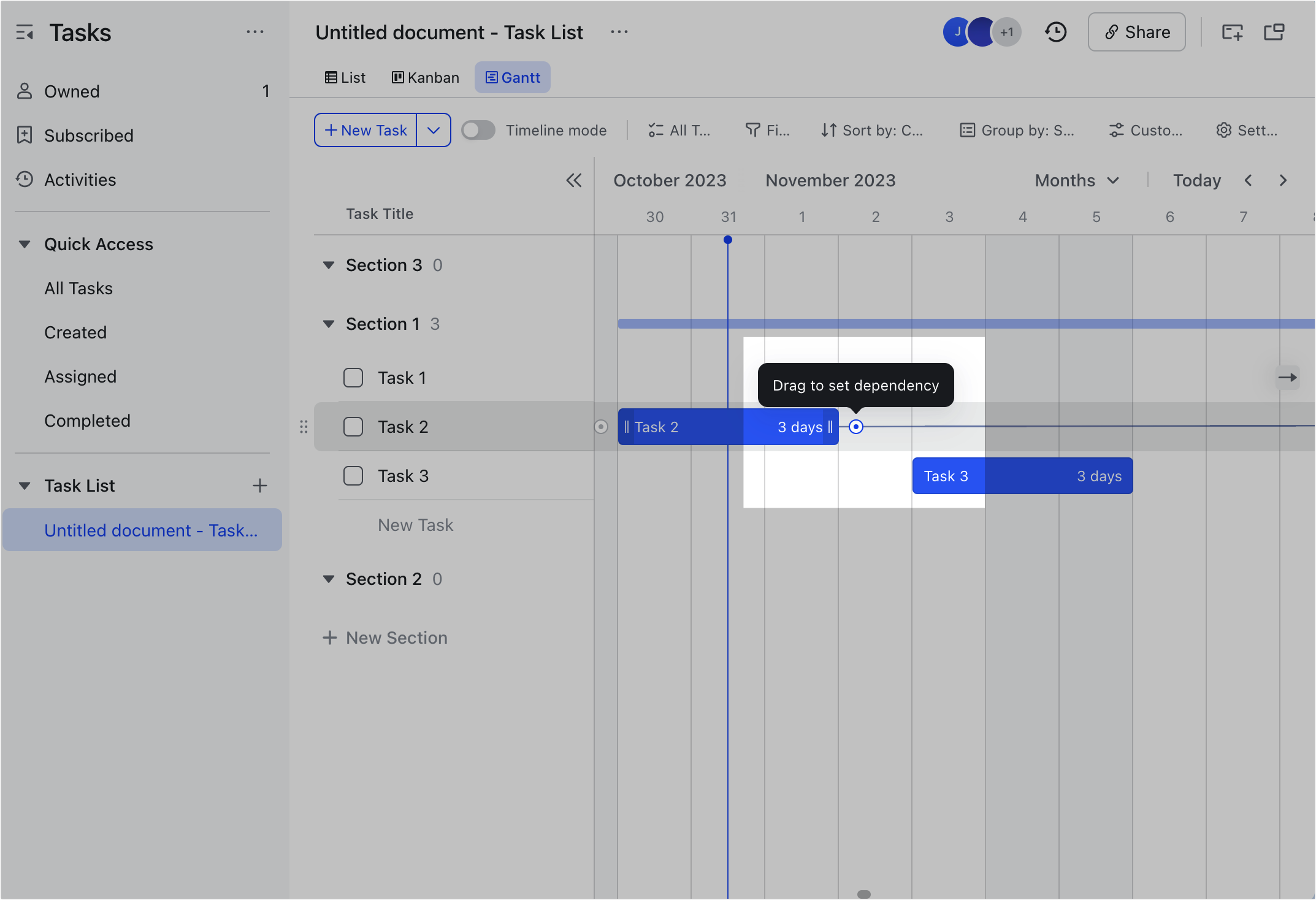 Use a Gantt chart to view and manage task list progress