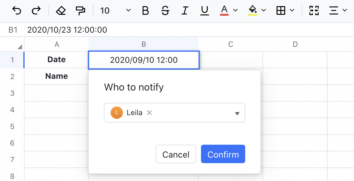 Use date reminder in Sheets