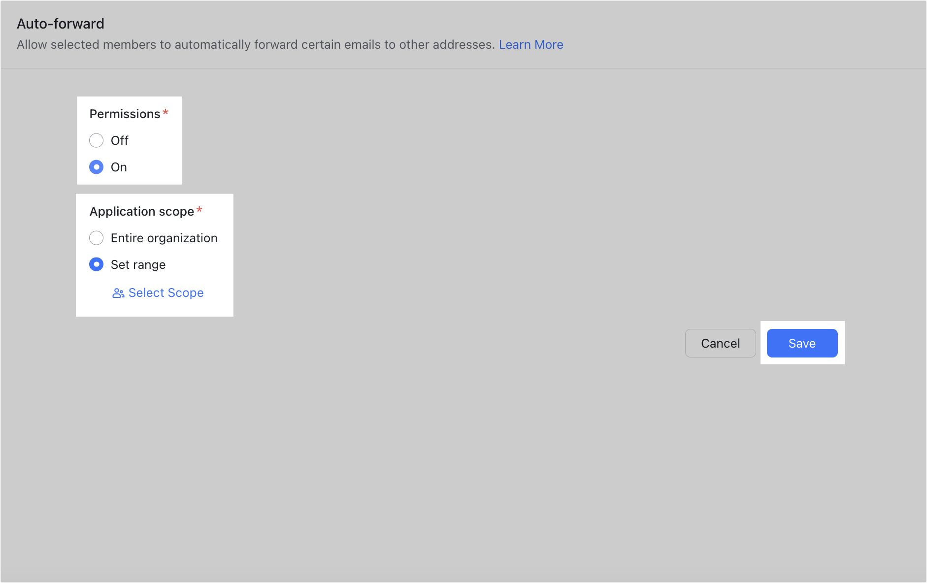 Admin | Configure email auto-forwarding