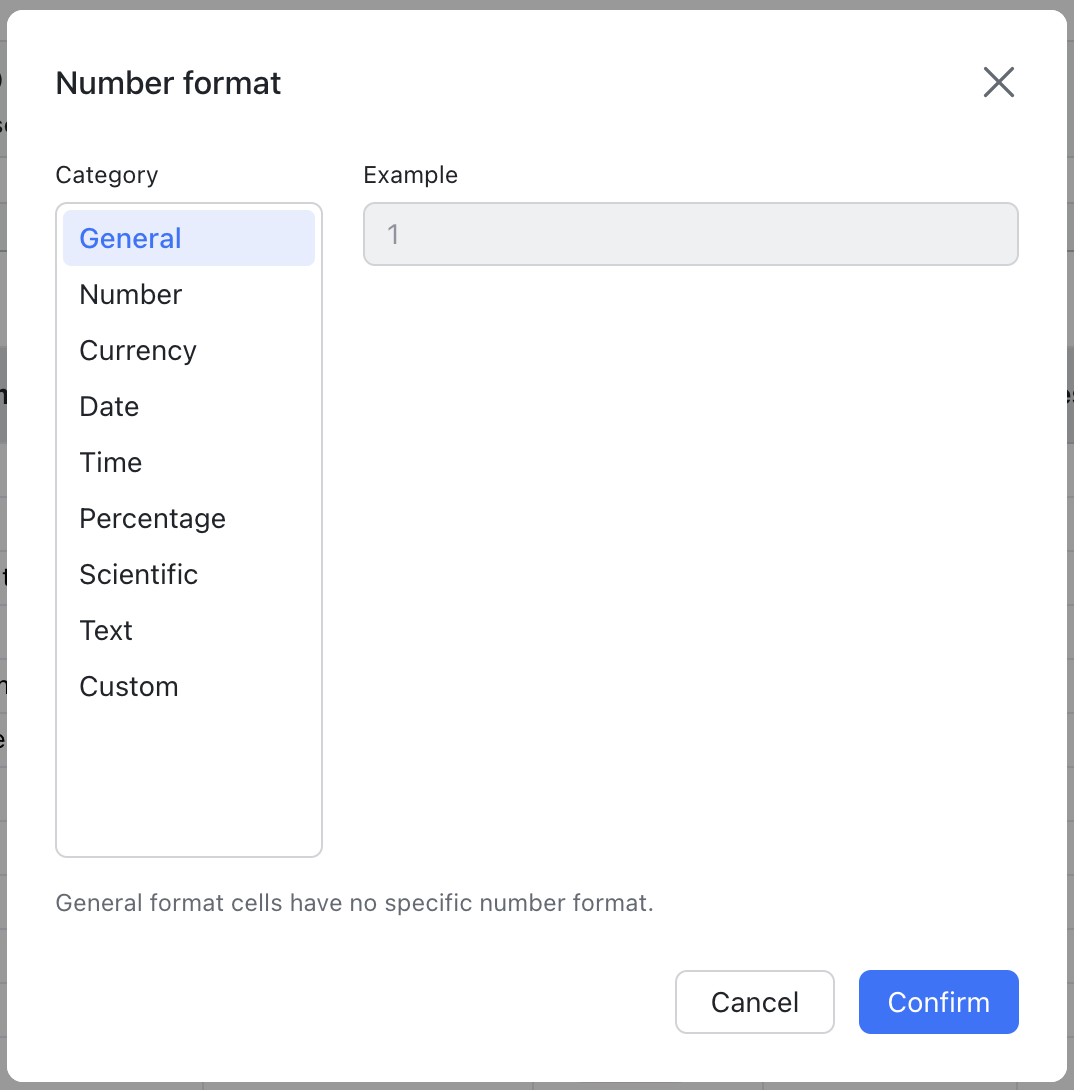 Change the number format in Sheets