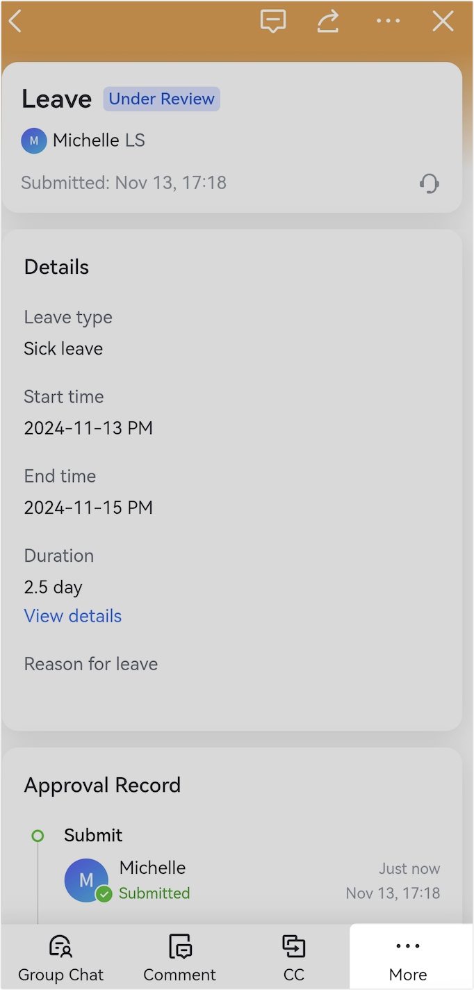 Submit, modify, and withdraw leave requests