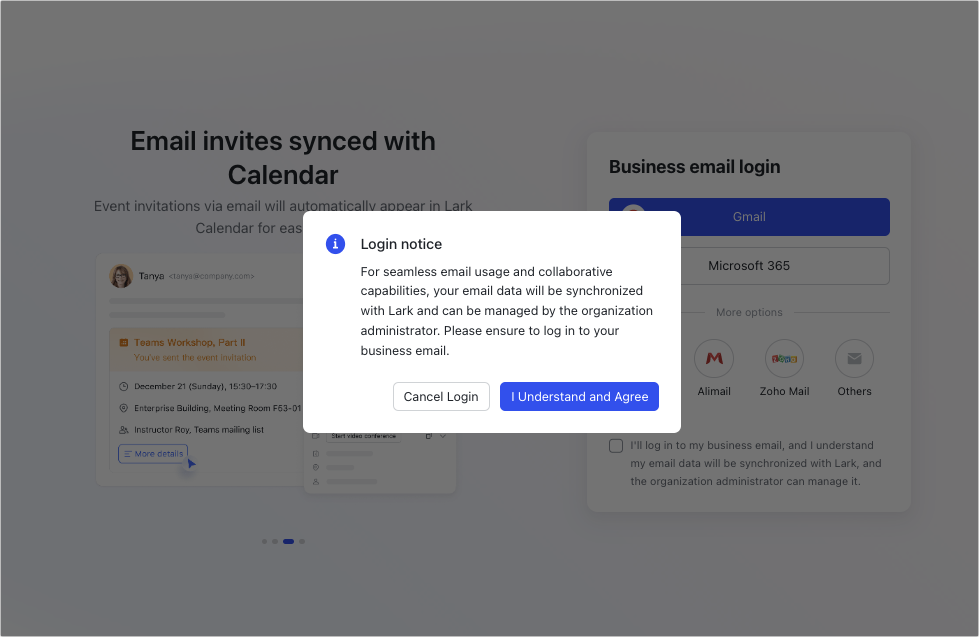 Use a third-party business email account in Lark Mail