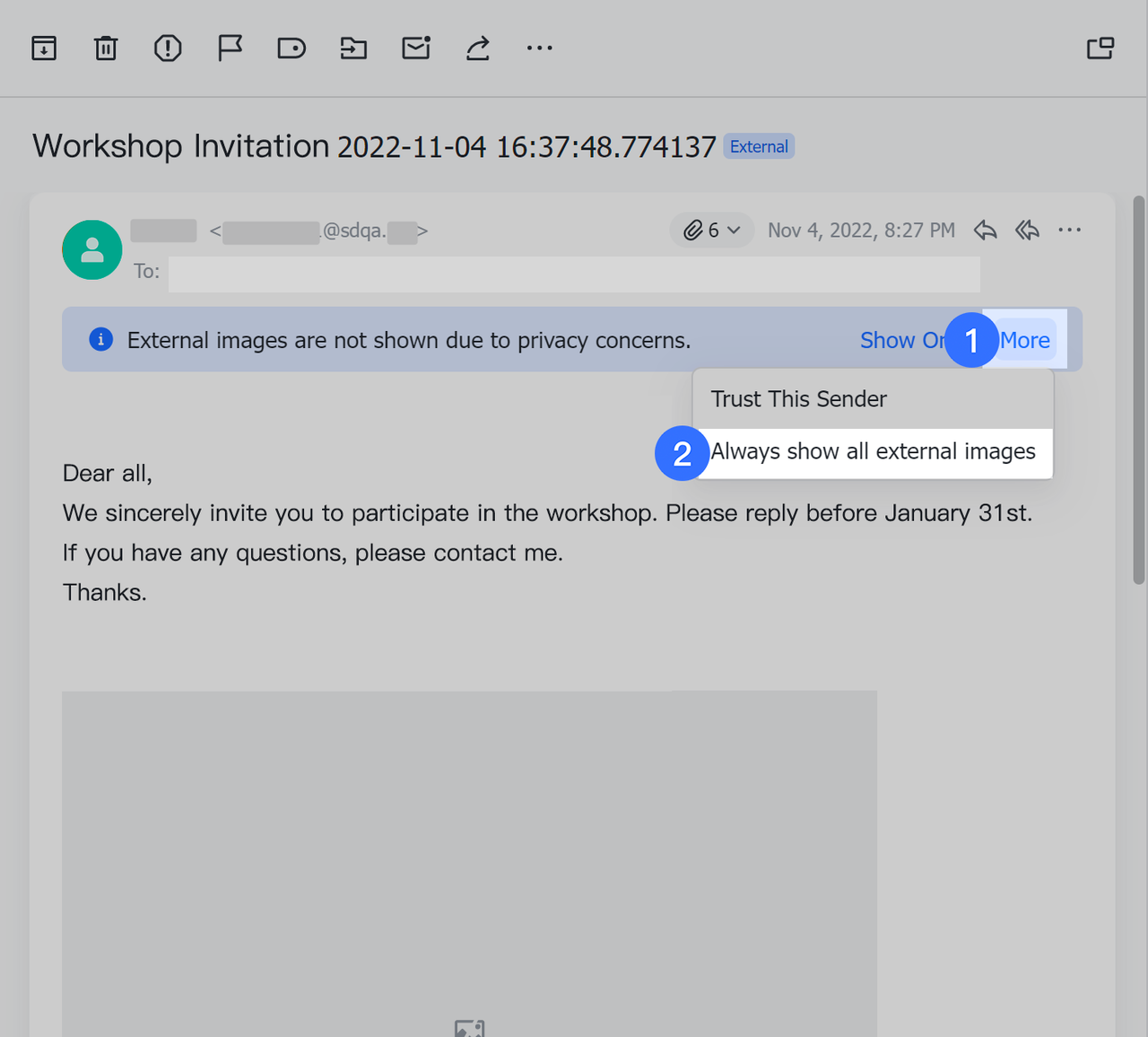 View external images in emails