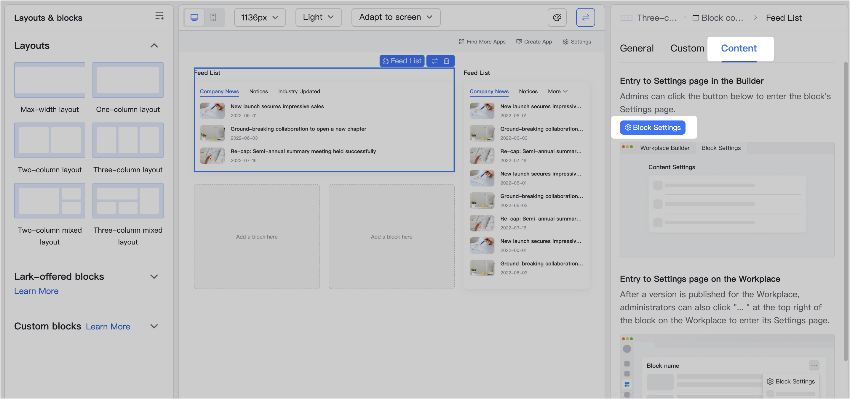 Use the Feed List block