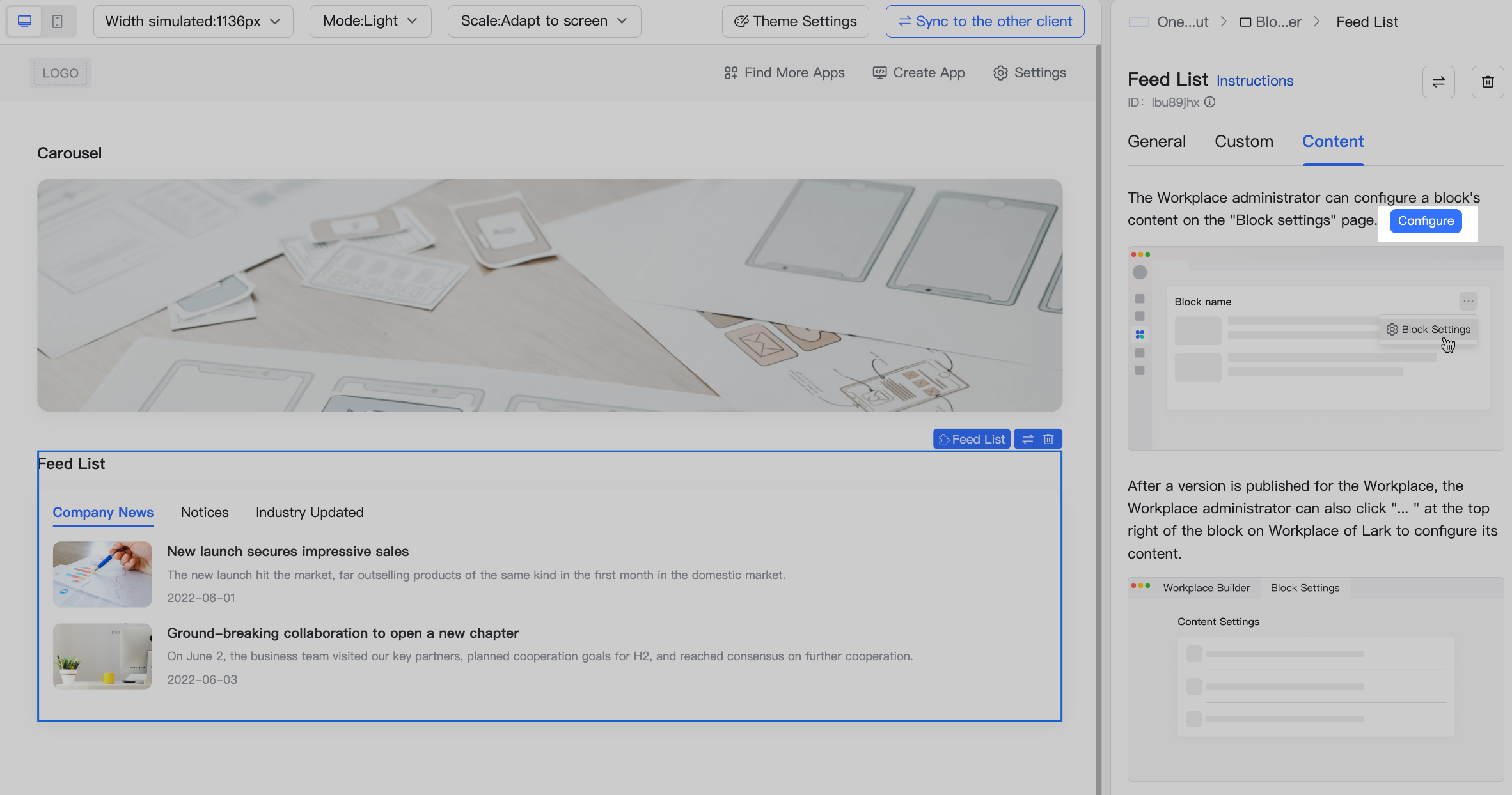 Use the Feed List block