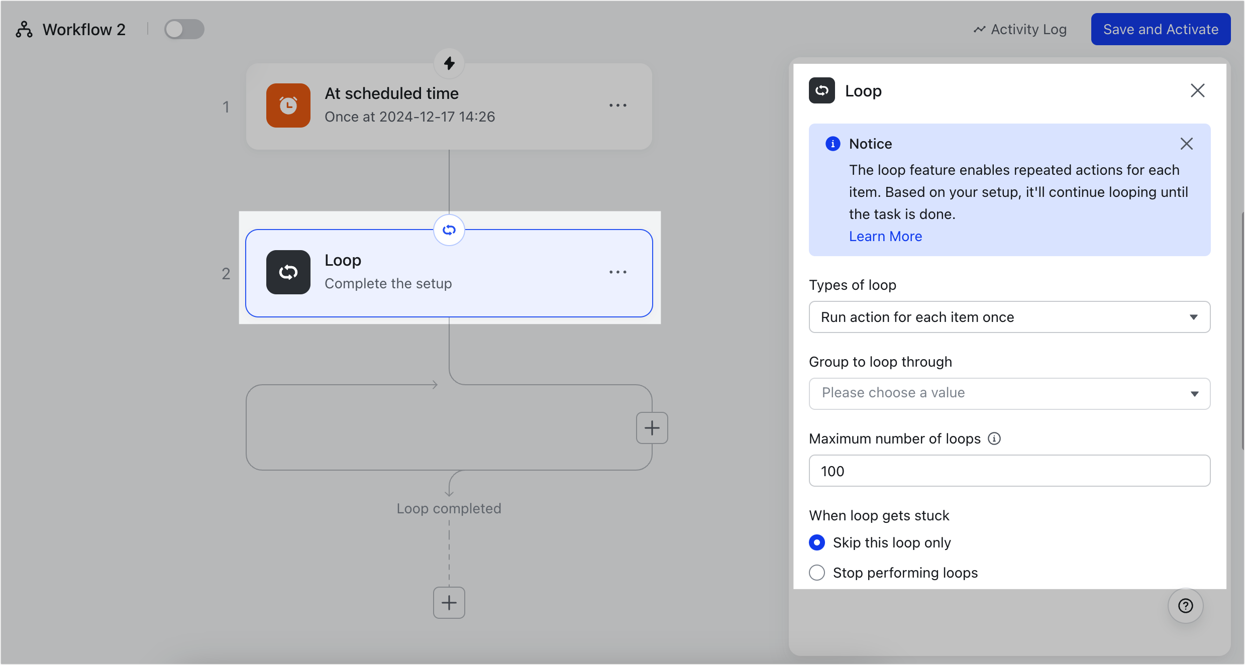 Use loops in workflows