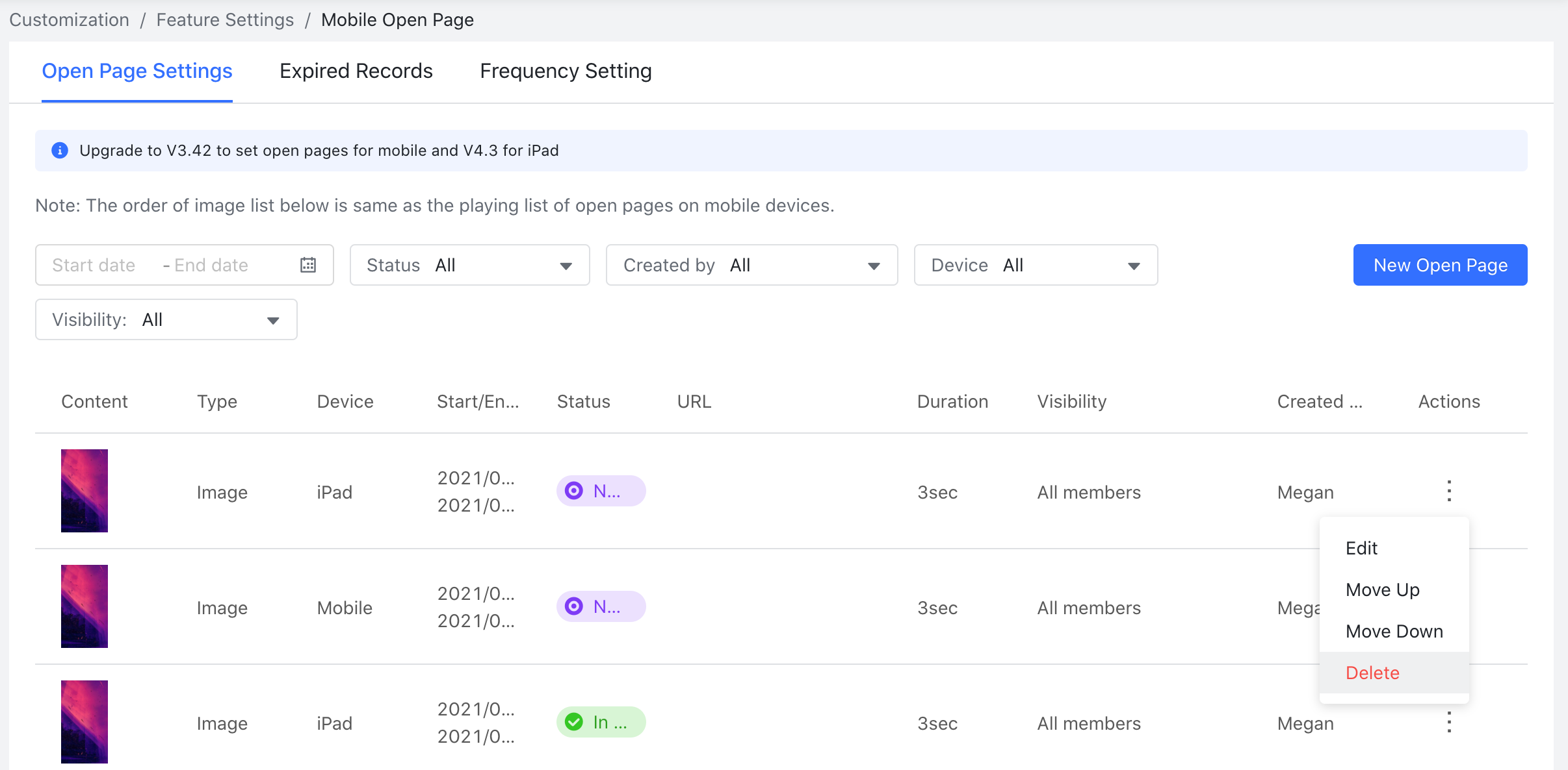 Admin | Customize a mobile open page on Lark