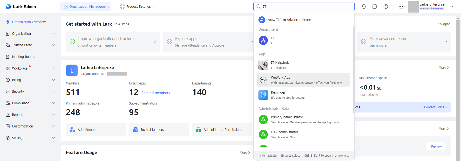 Lark Admin Console updates