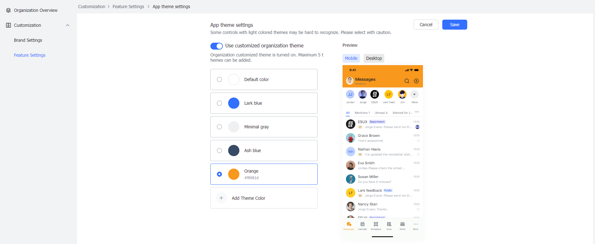 Admin | Customize your app theme