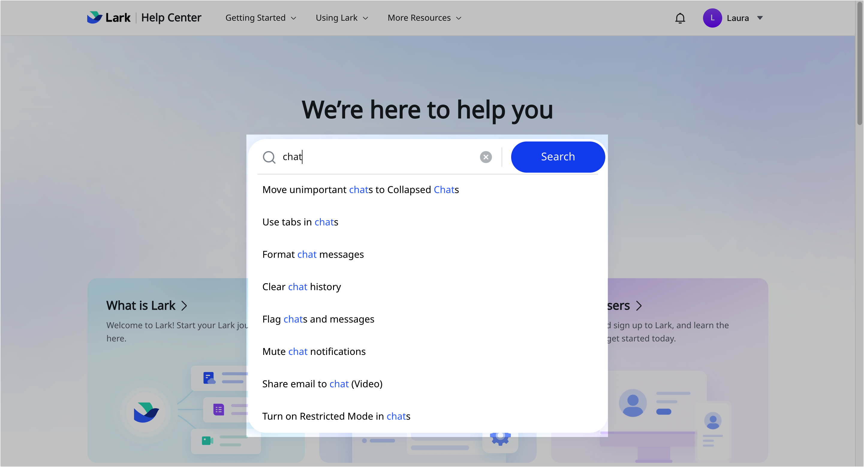 Use the Lark Help Center