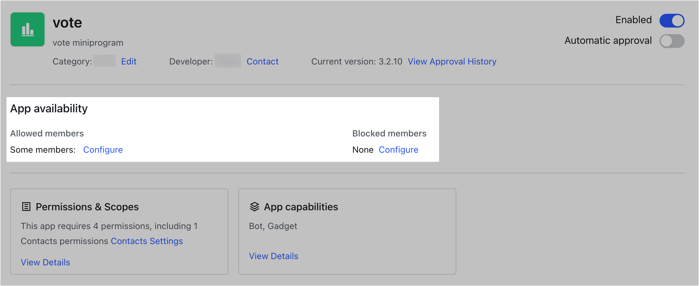 Admin | View and configure installed apps