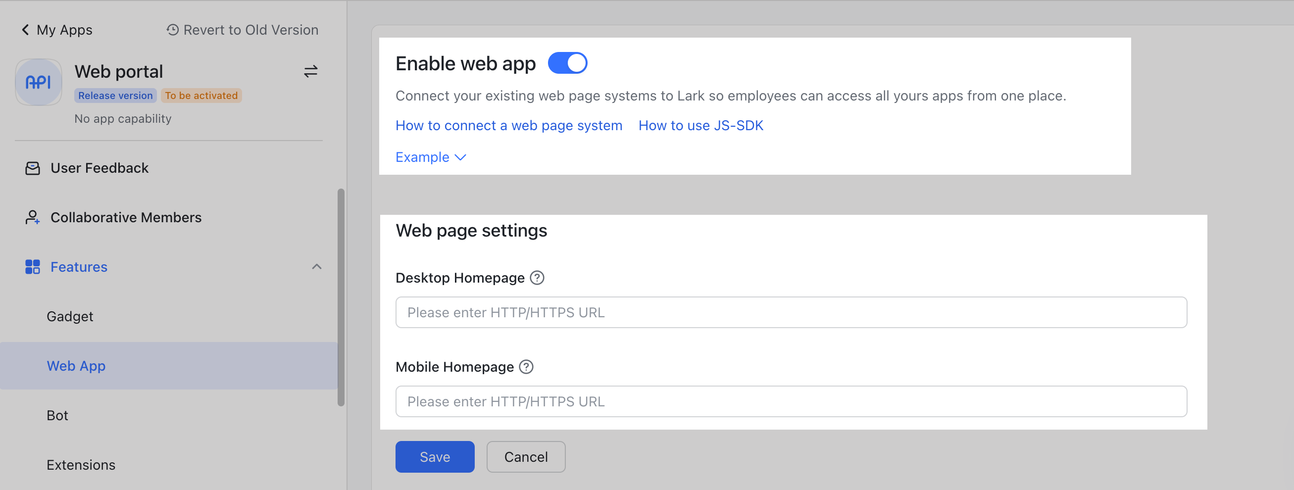 Embed a web portal into a Workplace