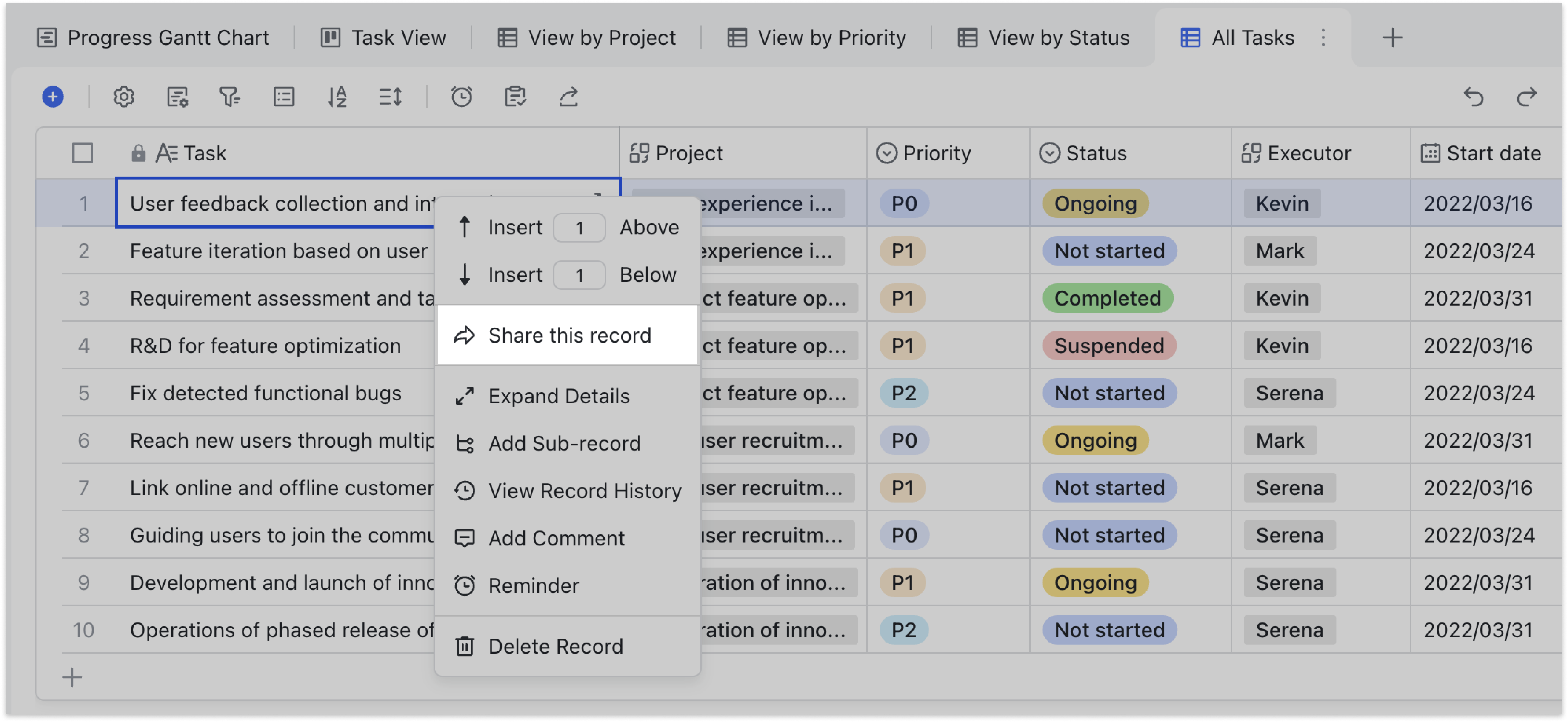 Share a record from Base