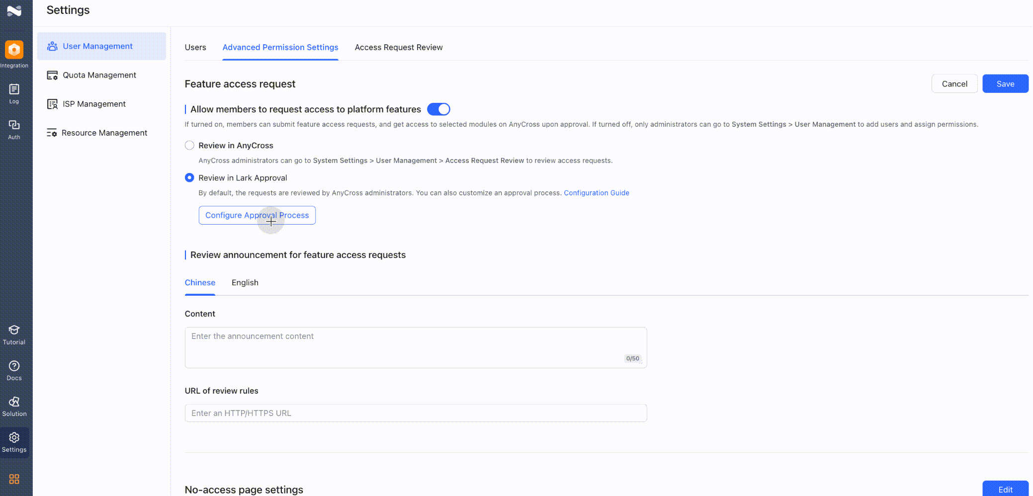 Manage user permission requests