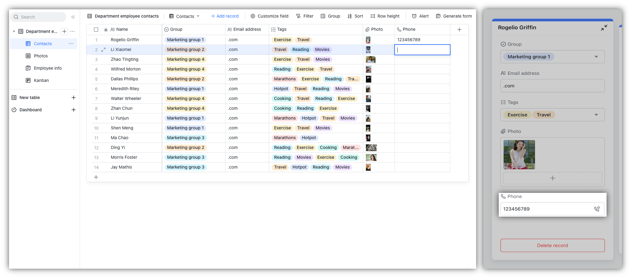 Use The Phone Number Field In Base