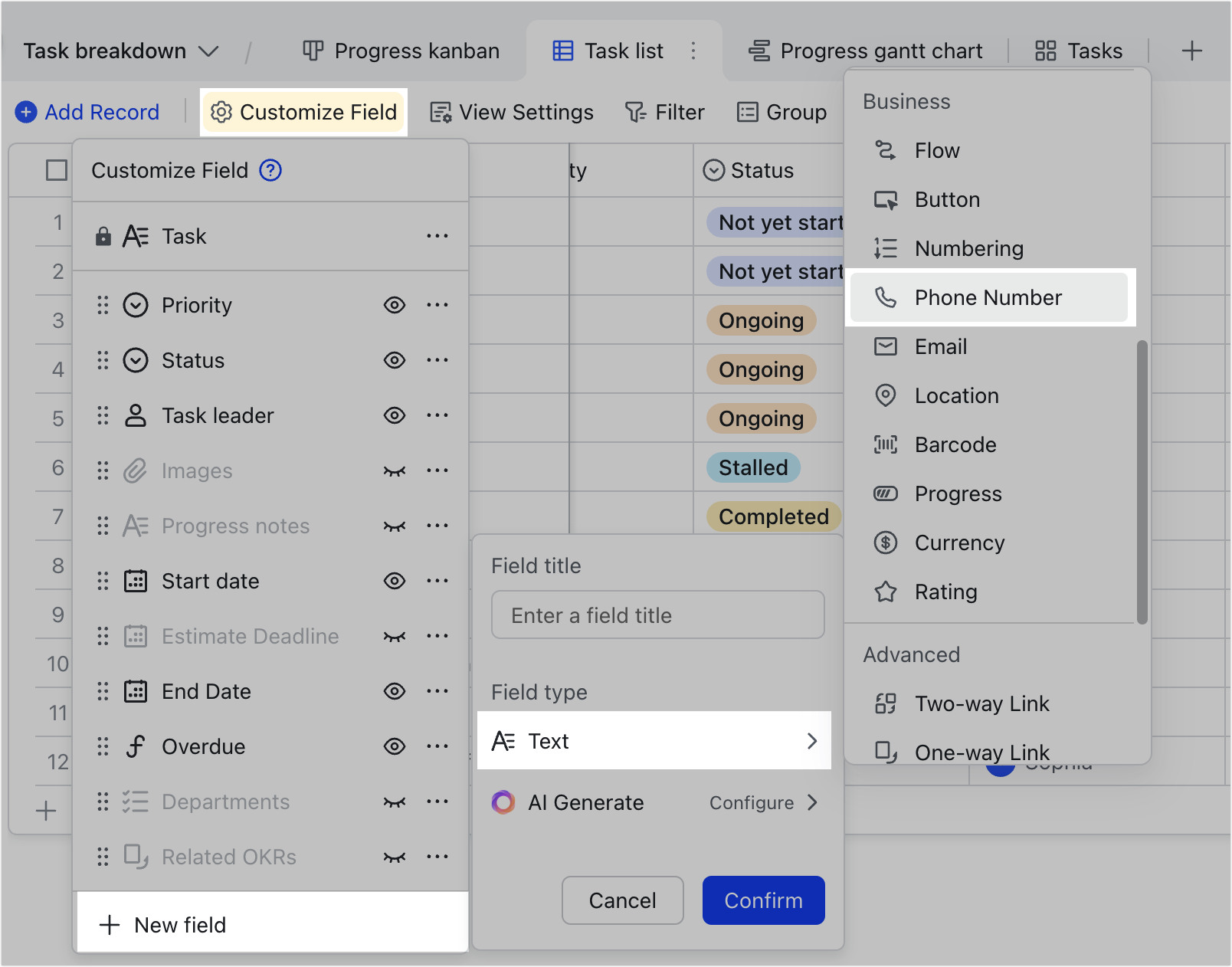 Use The Phone Number Field In Base 