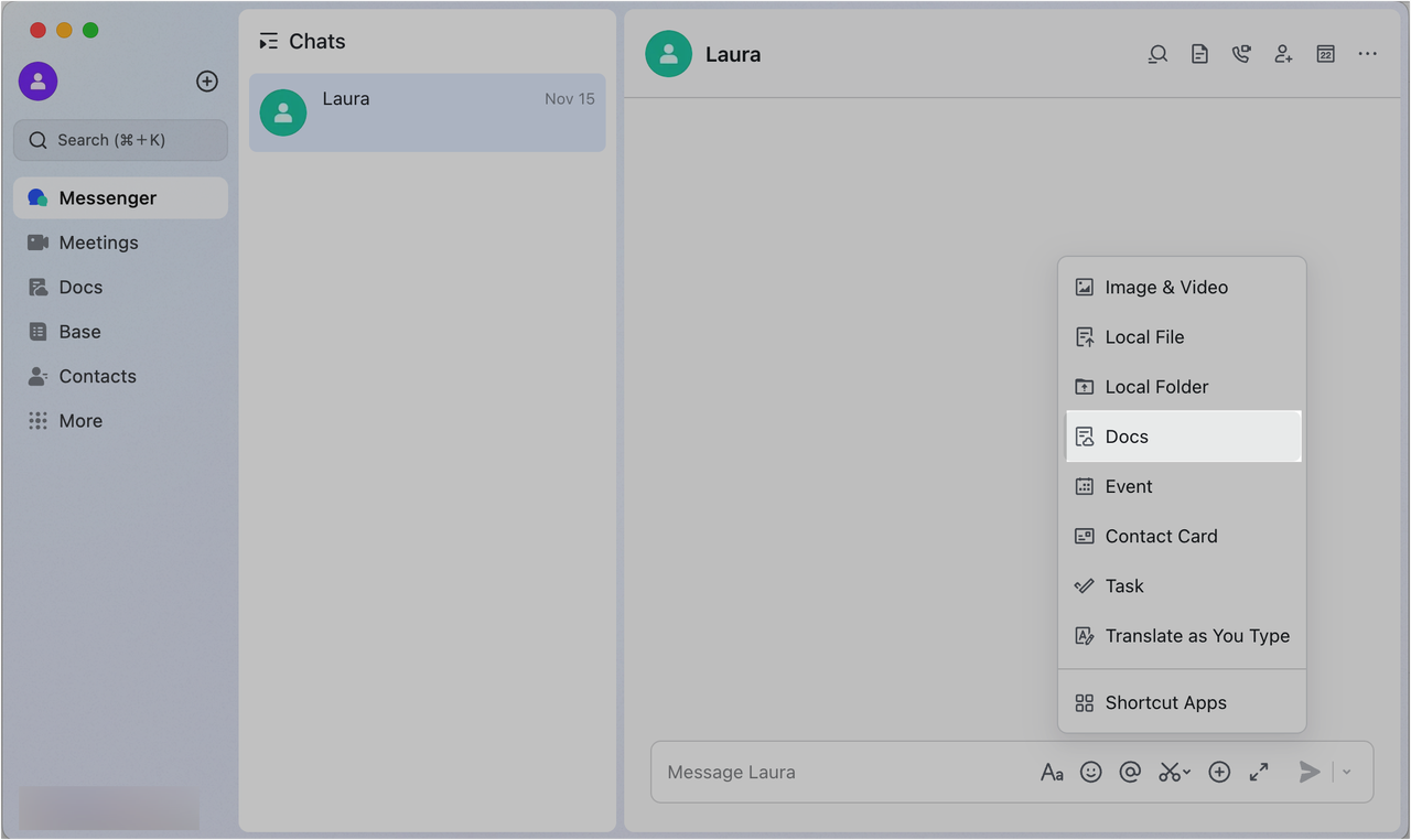 Send files and folders