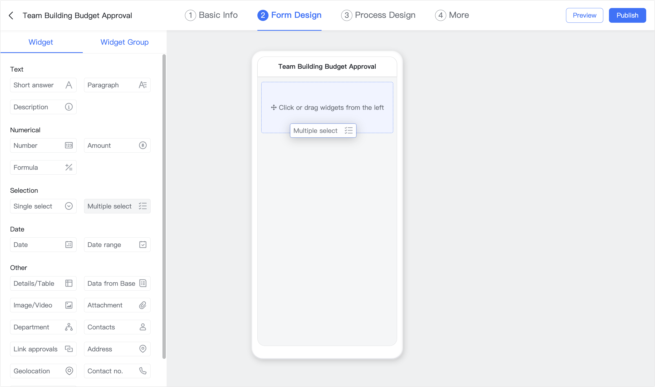 Admin | Create an approval form