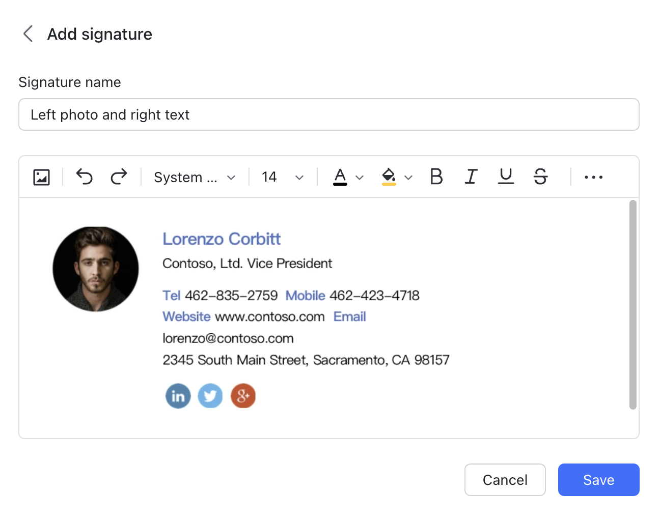 Set your email signature
