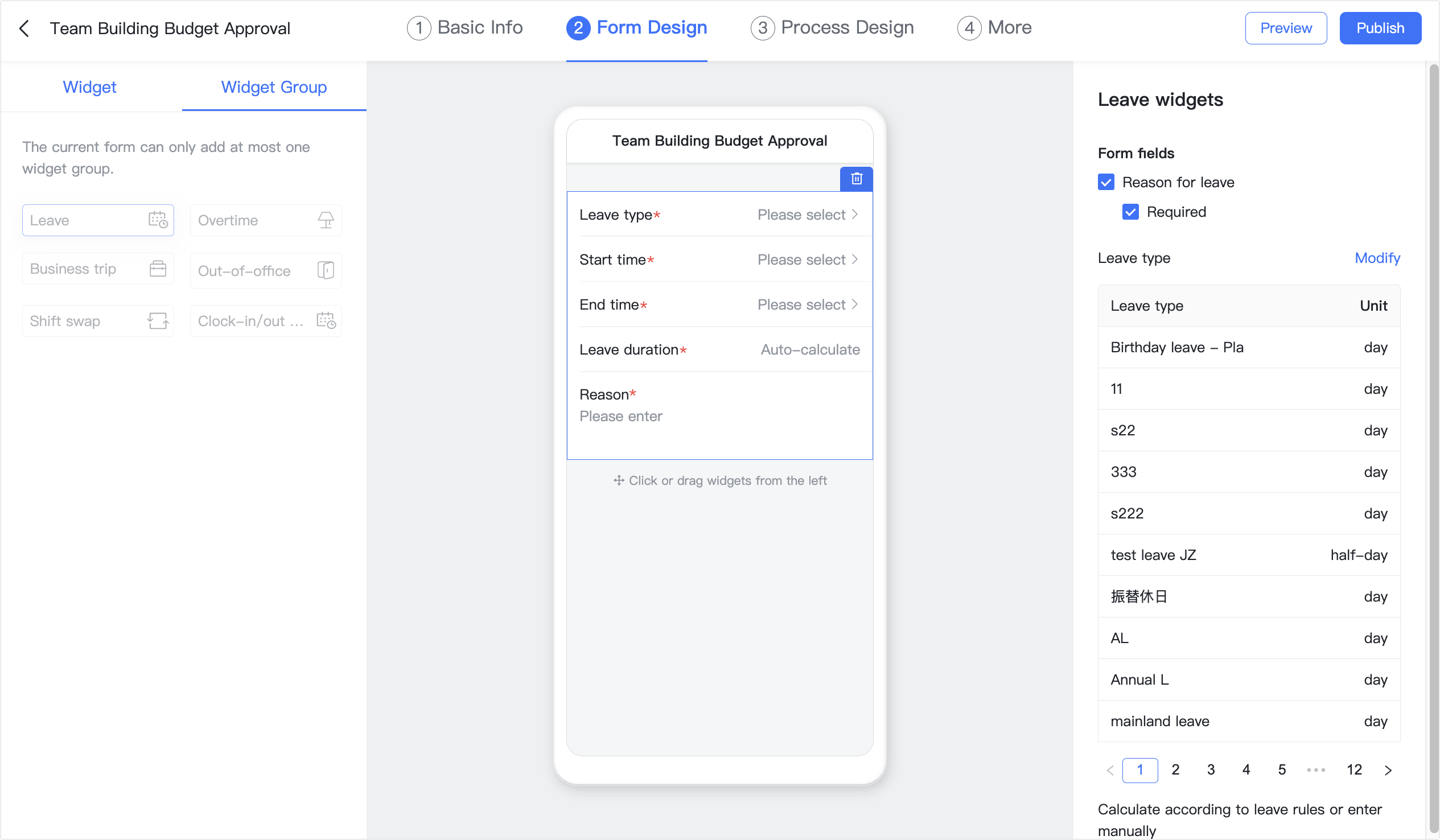 Admin | Create an approval form