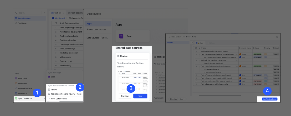 Share data sources with organization members in Base