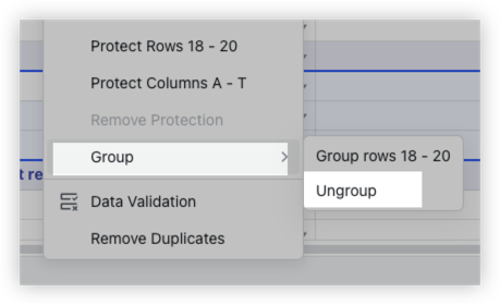 Group rows and columns in Sheets